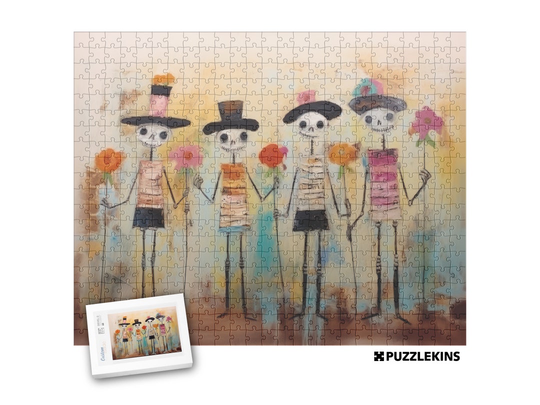 Skeleton Jigsaw Puzzle for Adults, Fancy Hipster Girl Skeltons With ...