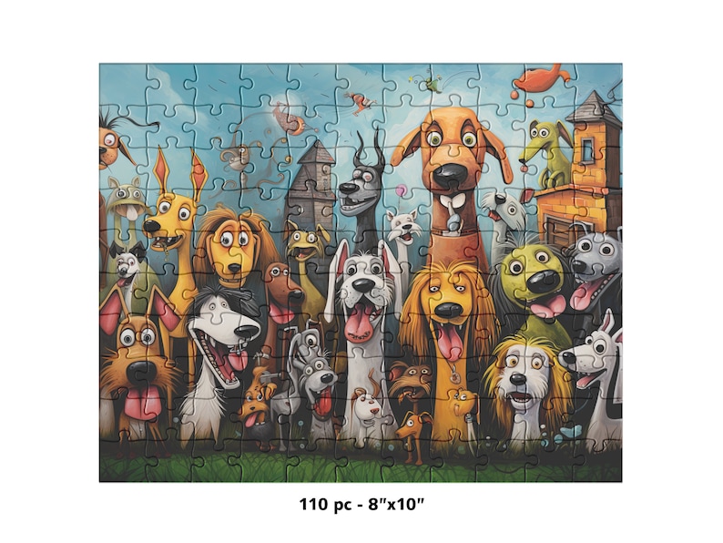 Jigsaw Puzzle Cute Dog Party Fun Activity for Adults and Kids, 100 252 ...