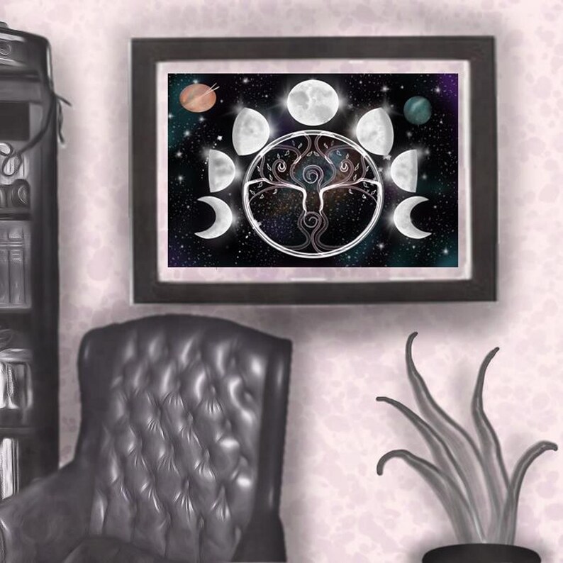 Printable Moon Phase Galaxy Goddess Tree of Life Poster - Etsy