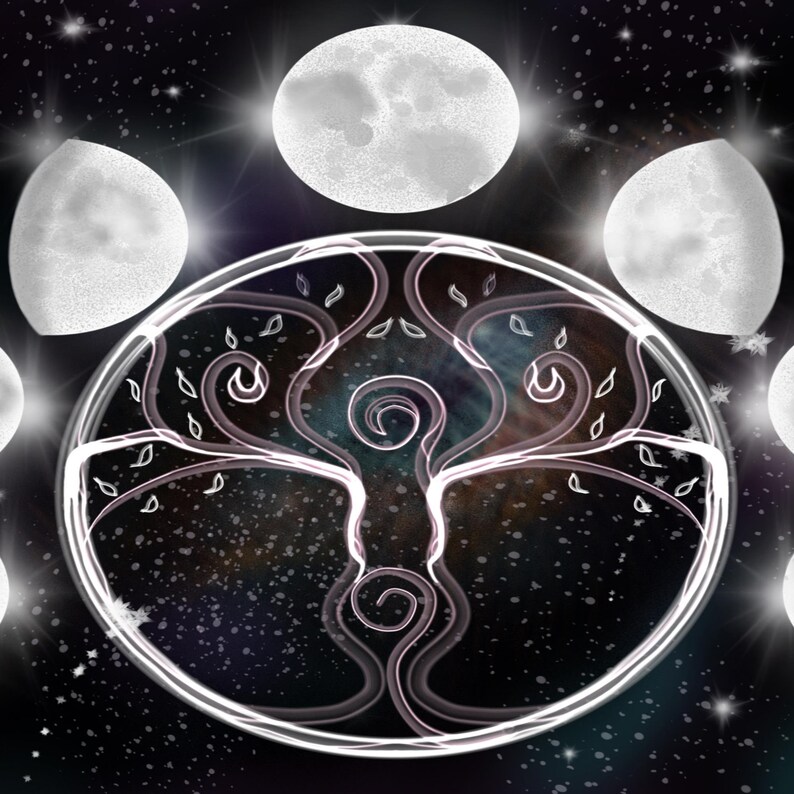 Printable Moon Phase Galaxy Goddess Tree of Life Poster - Etsy