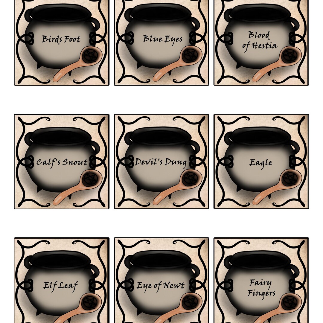 Printable Kitchen Witchery Labels W/ Optional Customization - Etsy