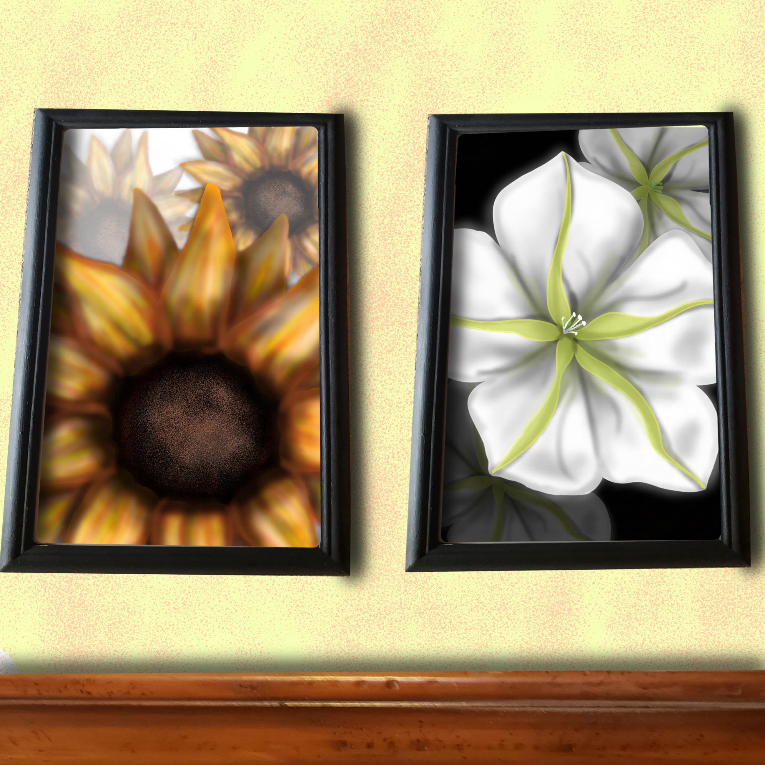 Printable Sunflower and Moonflower Set 2 Sizes - Etsy