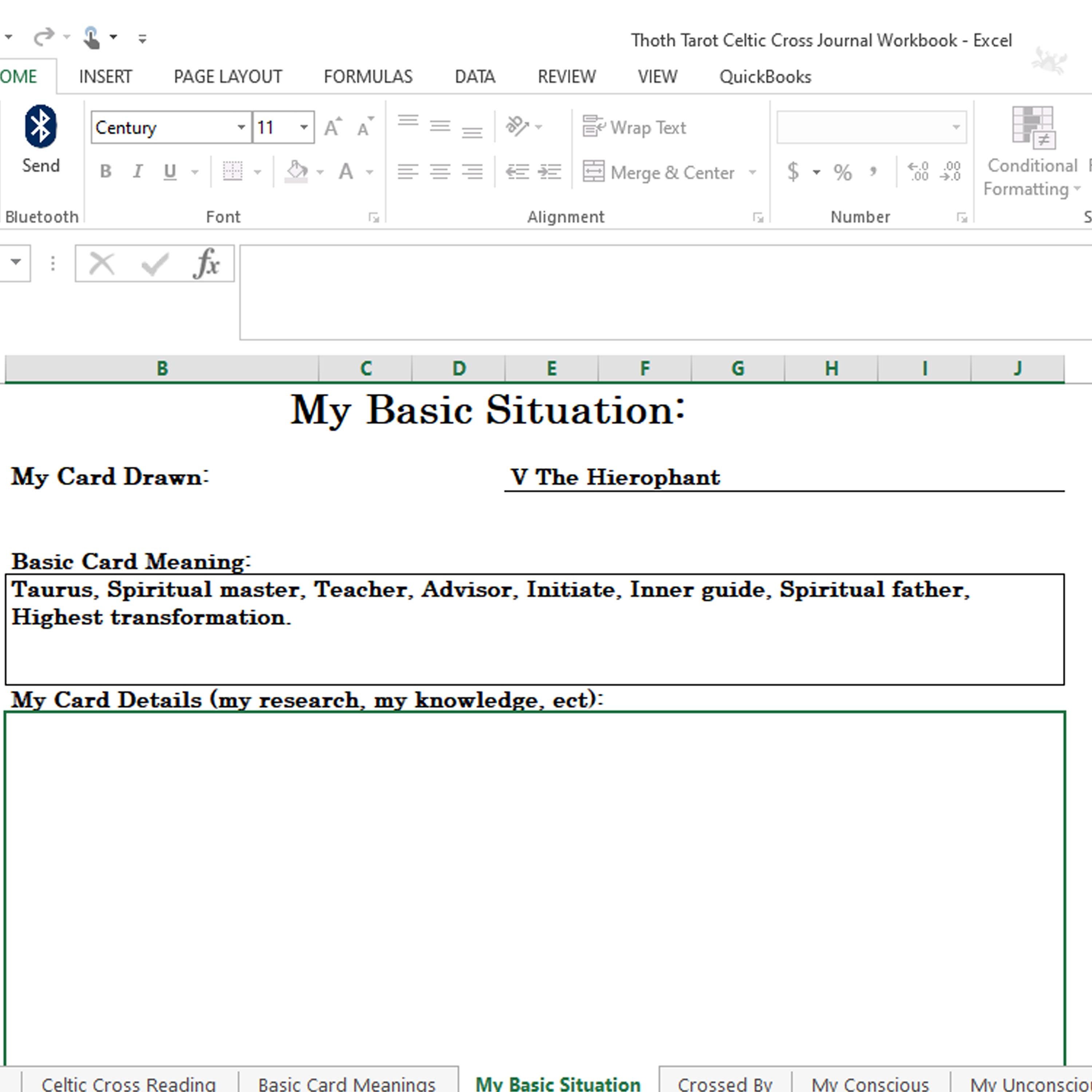 Printable Digital Thoth Tarot Celtic Cross Excel Workbook Journal - Etsy