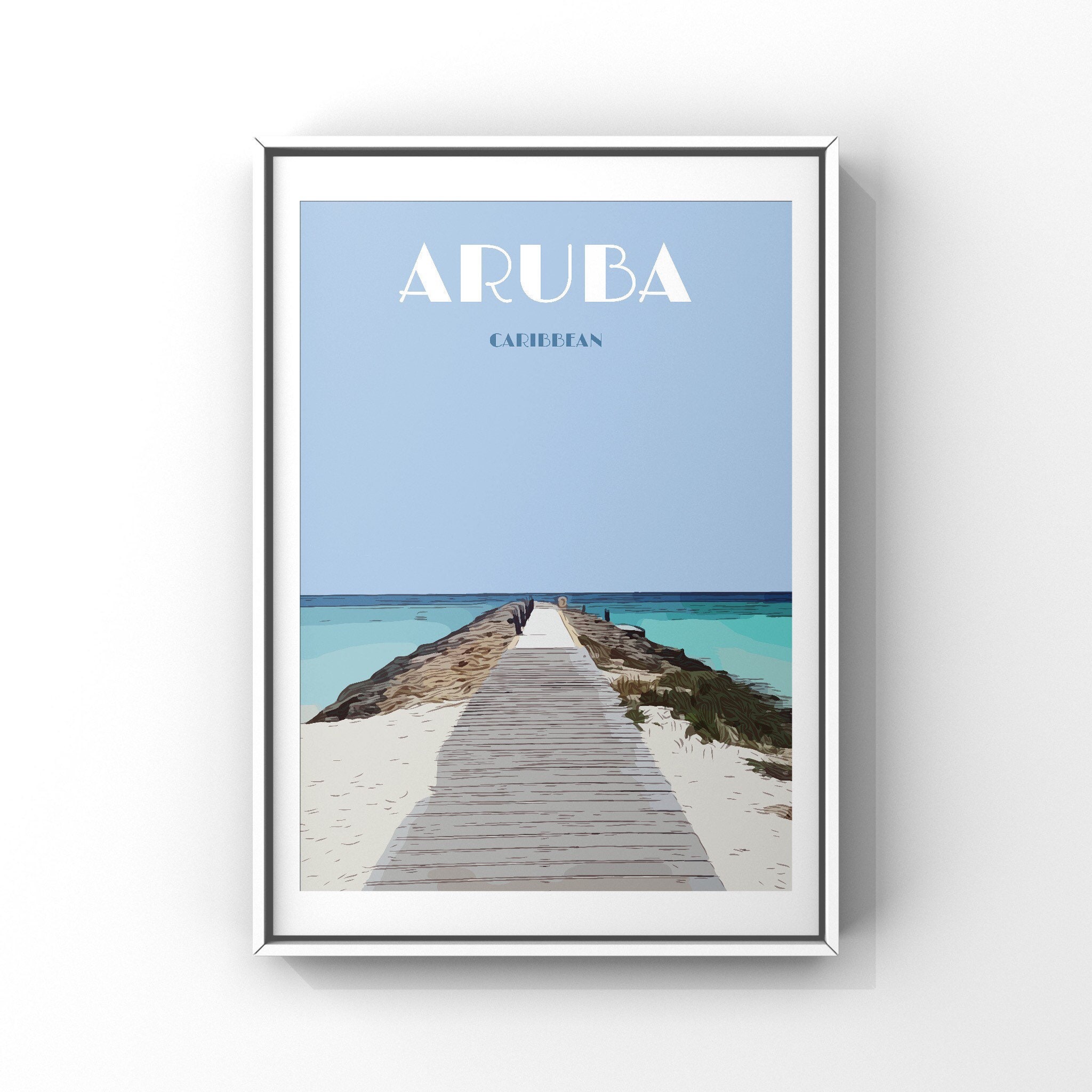Aruba print Aruba travel poster print Aruba poster Aruba - Etsy Nederland