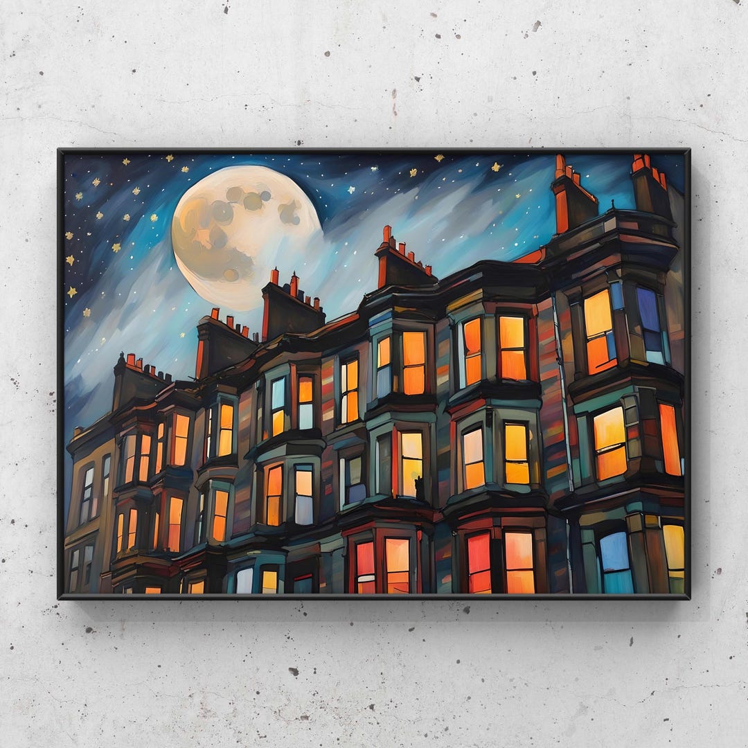 Glasgow Tenement Print, Glasgow Tenement Building, Colourful, Tenement ...
