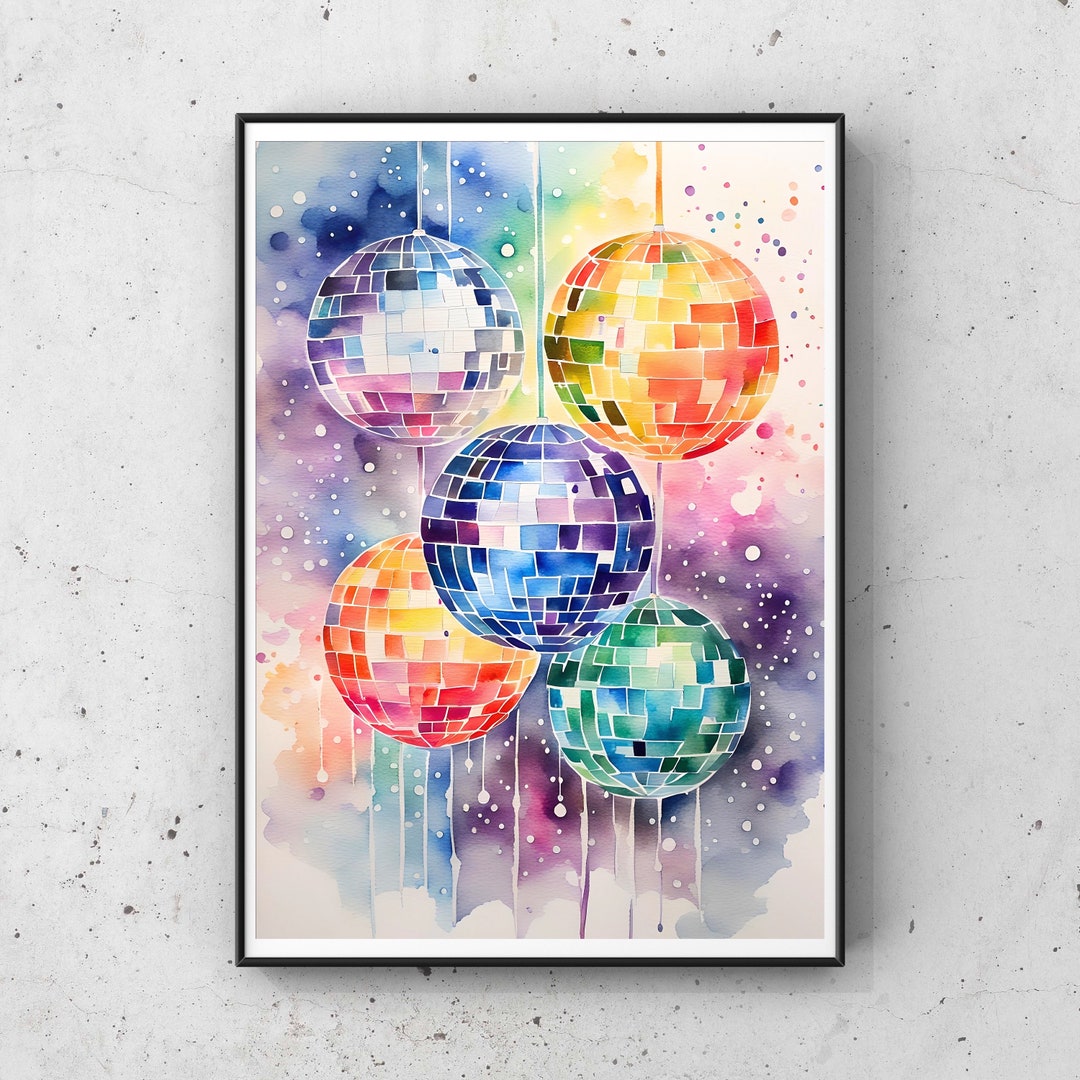 Disco Balls, Disco Ball Print, Disco Ball Poster, Disco Ball Wall Art ...