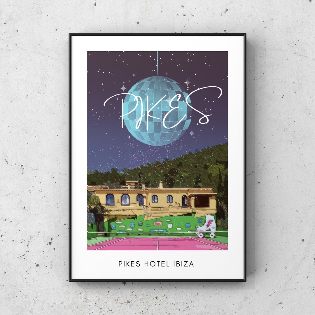 Pikes Ibiza Print, Pikes Hotel Print, Ibiza Print, Ibiza Poster, Pink ...