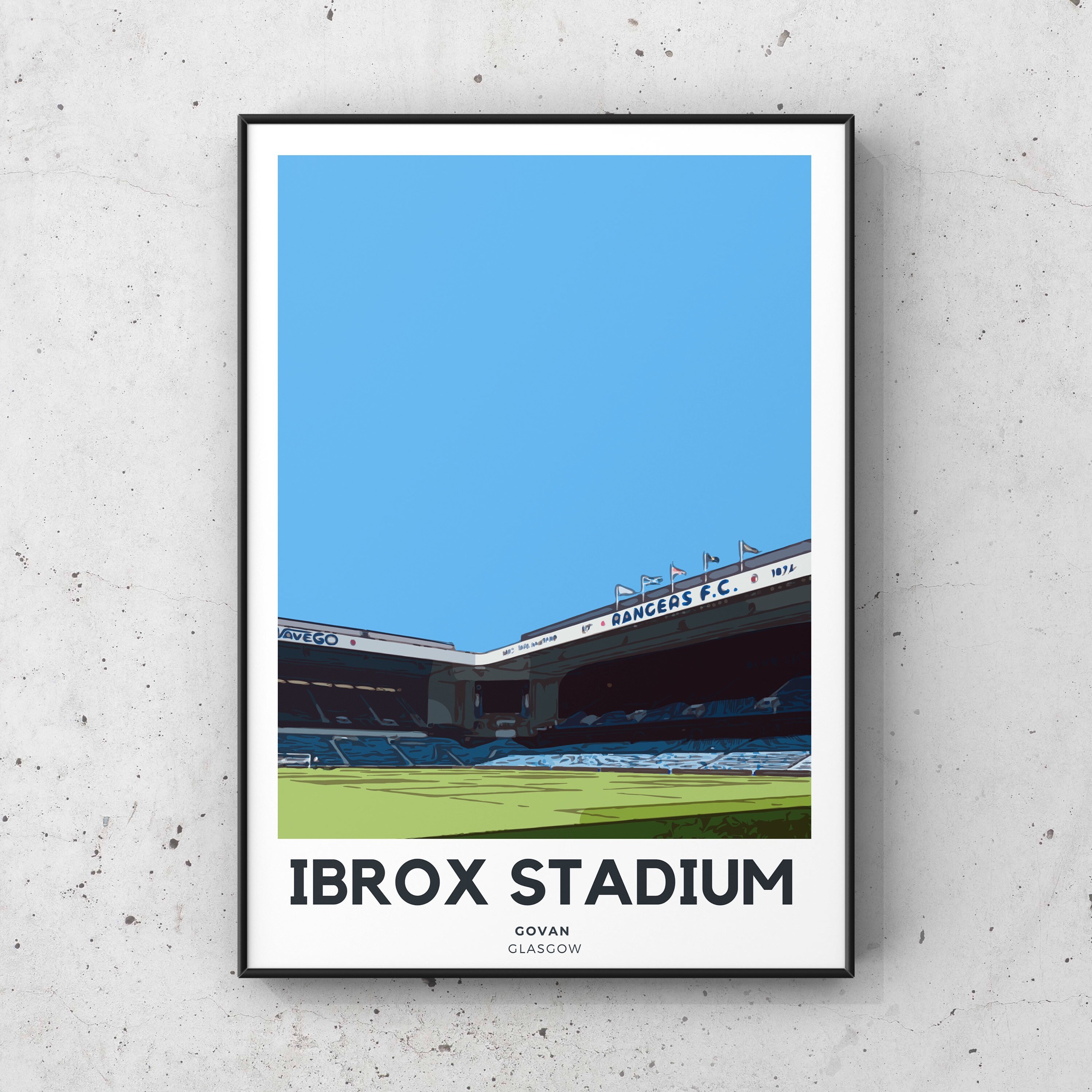 Ibrox Stadium Print, Glasgow Rangers Wall Art, Rangers FC Poster, Ibrox ...