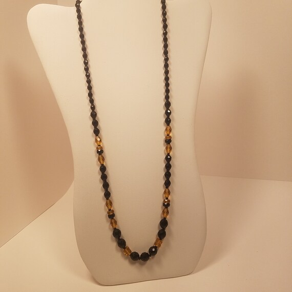 Antique Flapper French Jet and Crystal Necklace - Gem