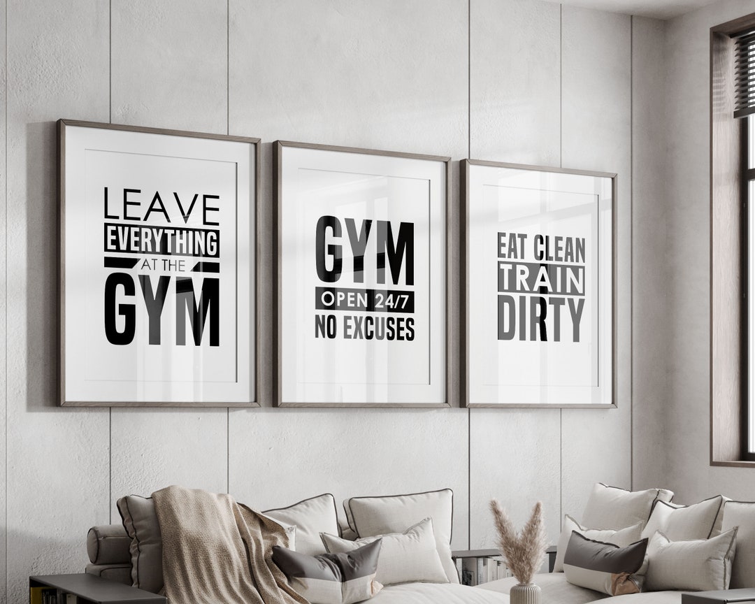 Set of 3 Gym Quotes Printable Wall Art, INSTANT DOWNLOAD - Etsy