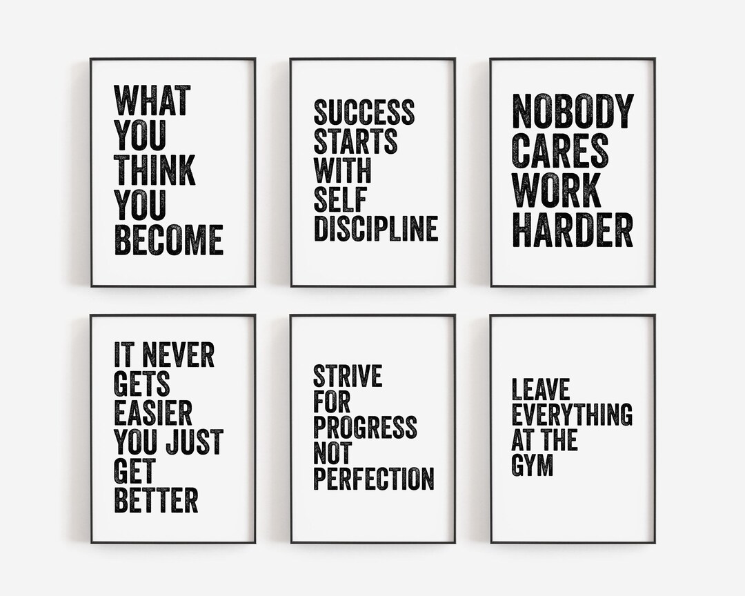 Set of 6 Motivational Gym Quotes, Printable Fitness Wall Art ...
