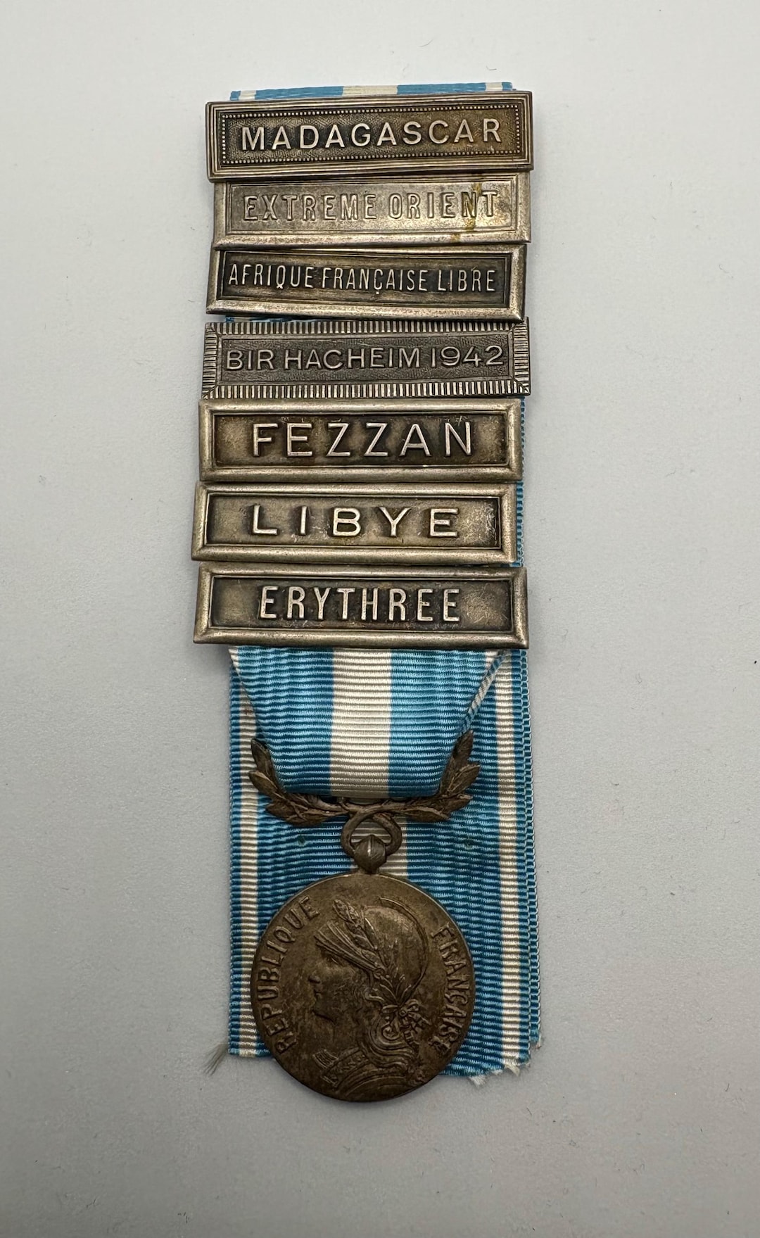 Vintage French Military Colonial Medal With Seven Bars-world War Two - Etsy