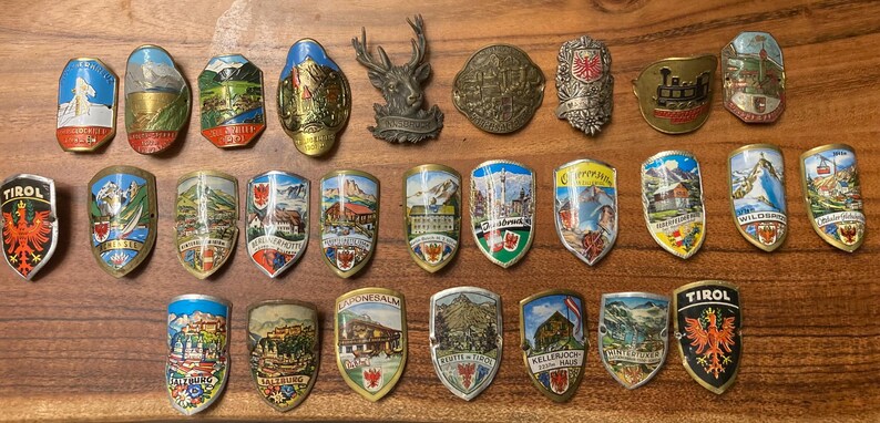 42 Vintage Austrian Walking Stick Badges Stocknagel Tyrol Alps Region ...