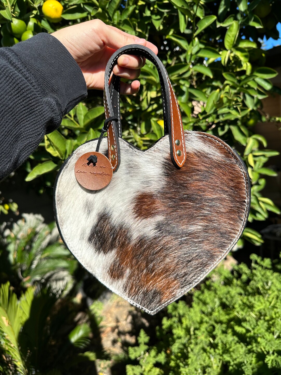 Medium Cowhide Leather Heart Basket Bag - Etsy