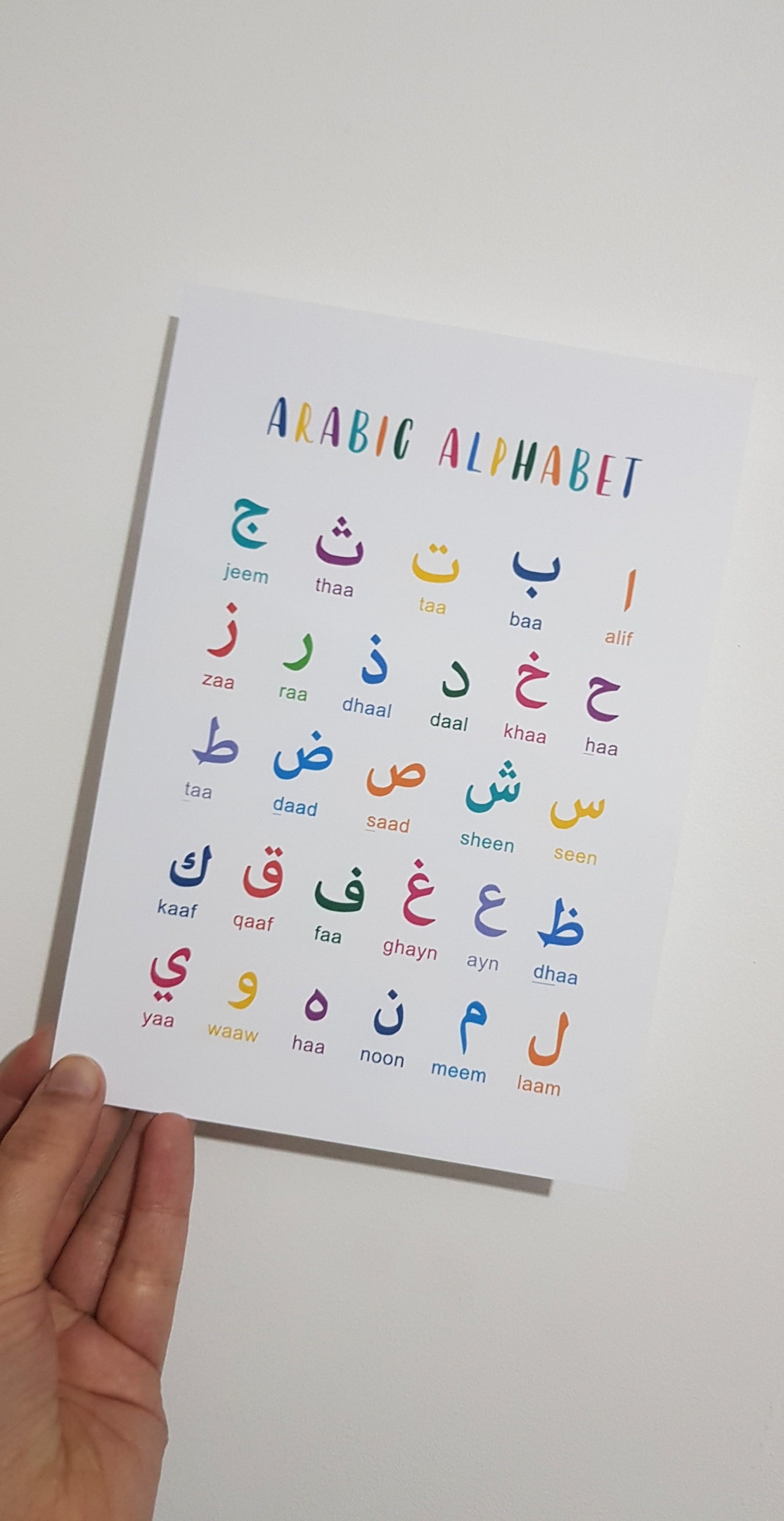 Arabic Alphabet Alif Baa Calligraphy Wall Art Islamic - Etsy