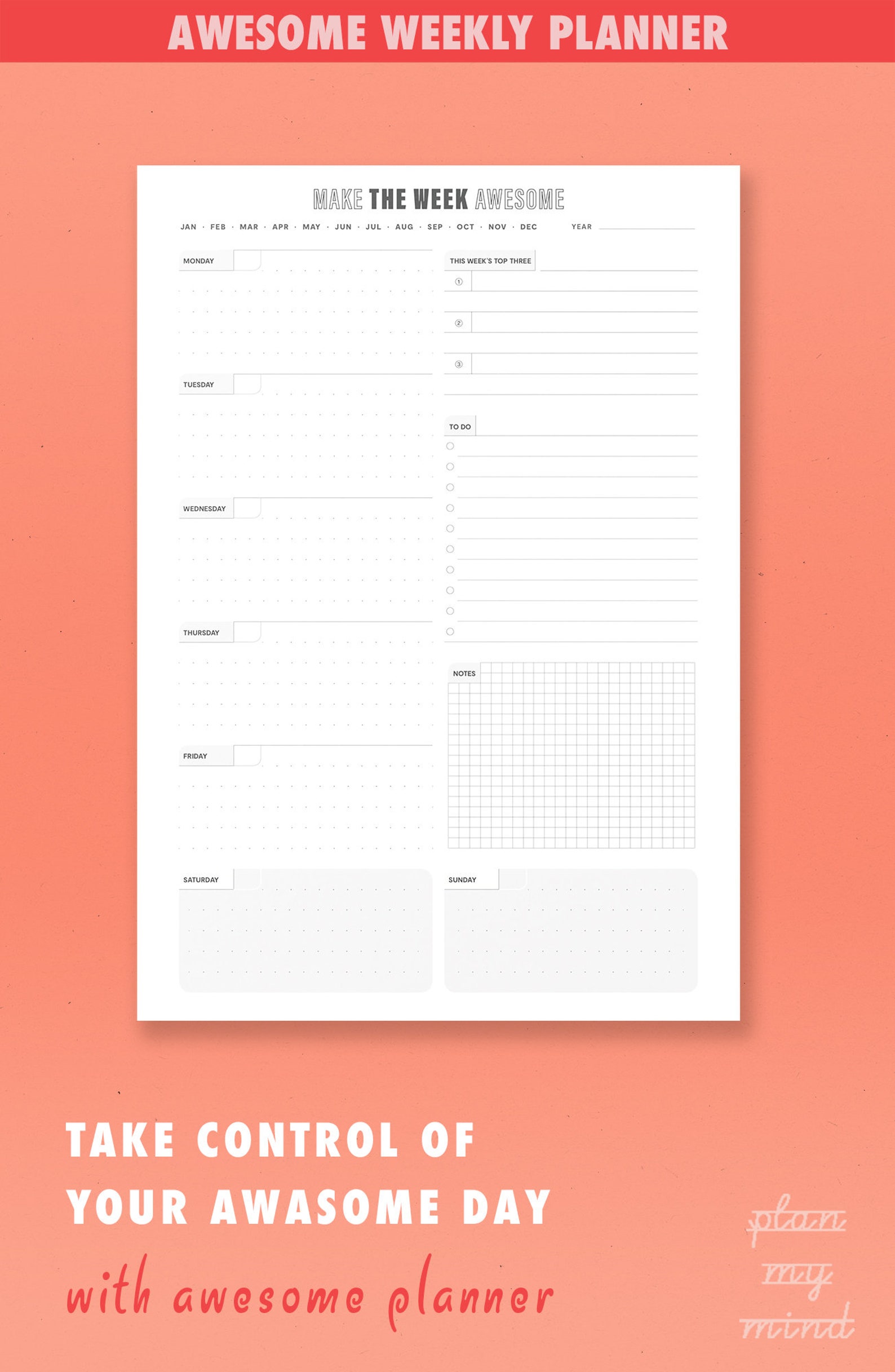 Weekly Planner Printable Simple Weekly Printable Planner - Etsy