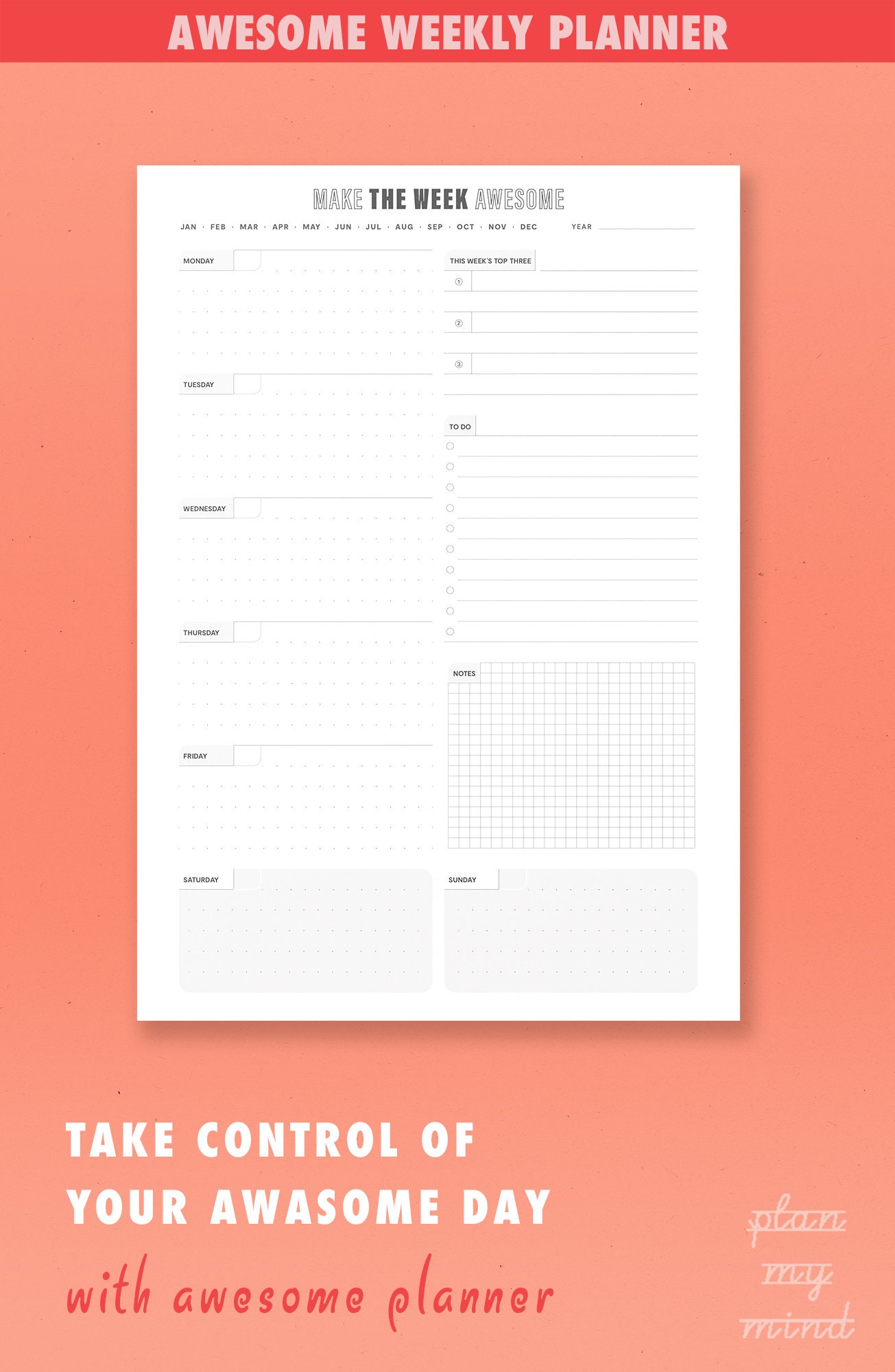 Weekly Planner Printable Simple Weekly Printable Planner - Etsy