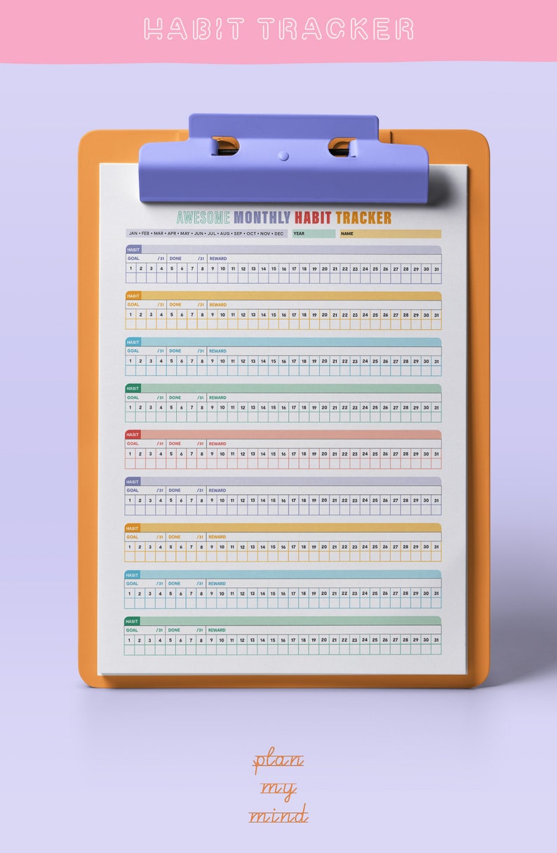 Multi Habit Tracker Printable, Monthly Habit Tracker, Habit Tracker ...