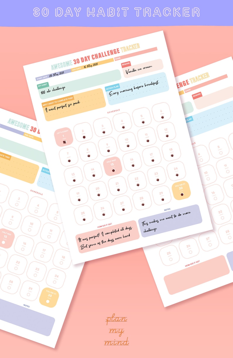 30 Day Habit Tracker Printable, Habit Tracker Spreadsheet, Passion ...