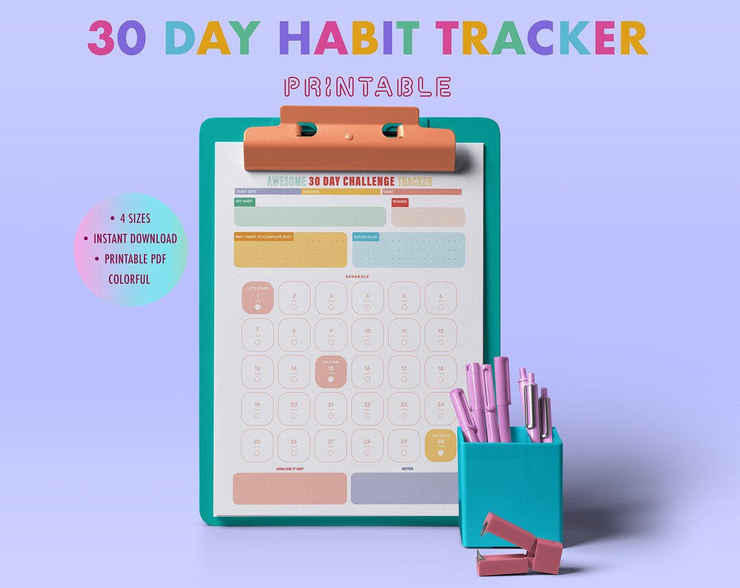 30 Day Habit Tracker Printable, Habit Tracker Spreadsheet, Passion ...