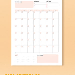 Monthly Planner Printable Pink, Monthly Printable Planner Template ...