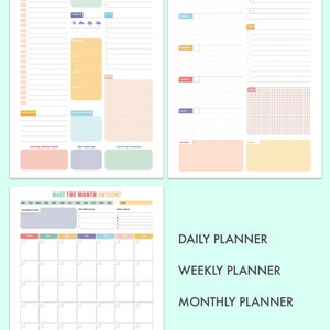 Downloadable Planner Kit Colorful, Planner Printable Template ...