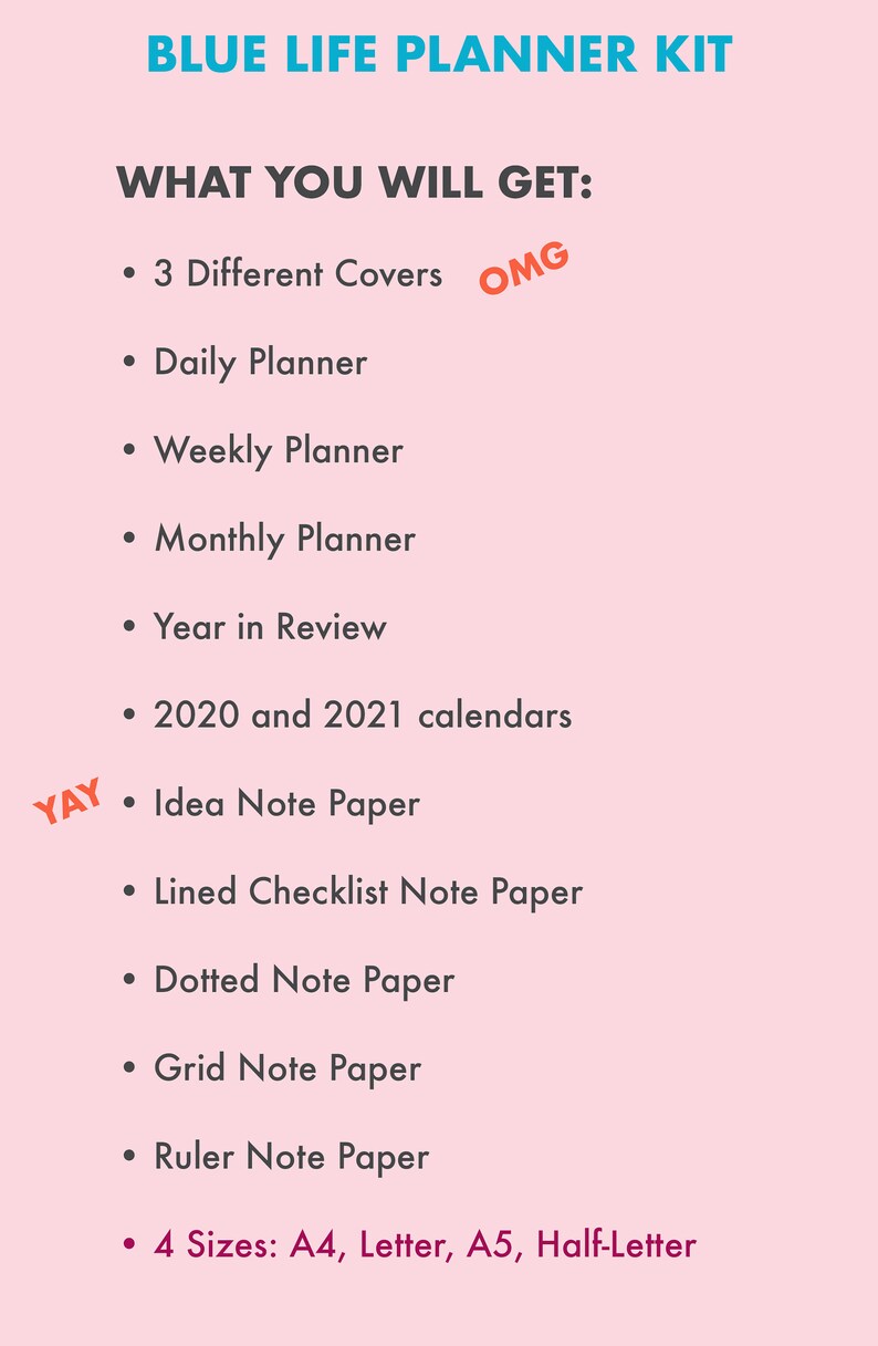 Downloadable Planner Kit Blue, Planner Printable Template, Printable ...