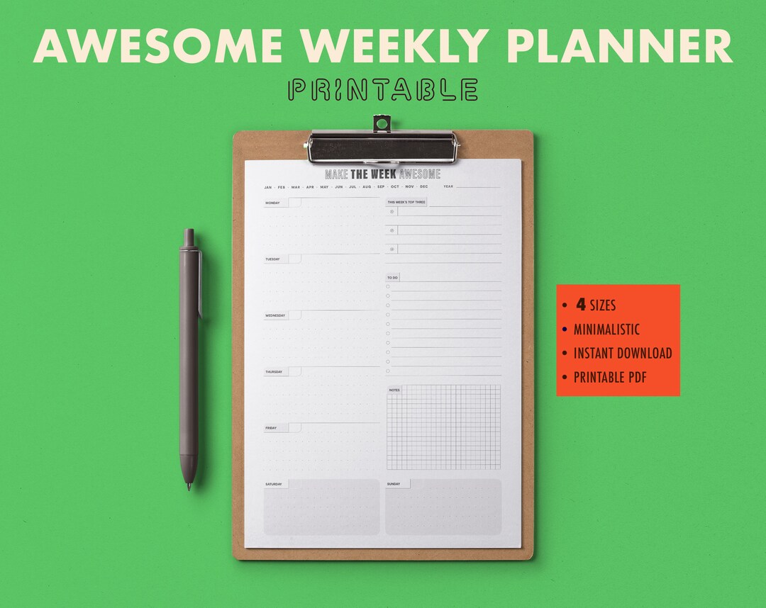 Weekly Planner Printable Simple Weekly Printable Planner - Etsy