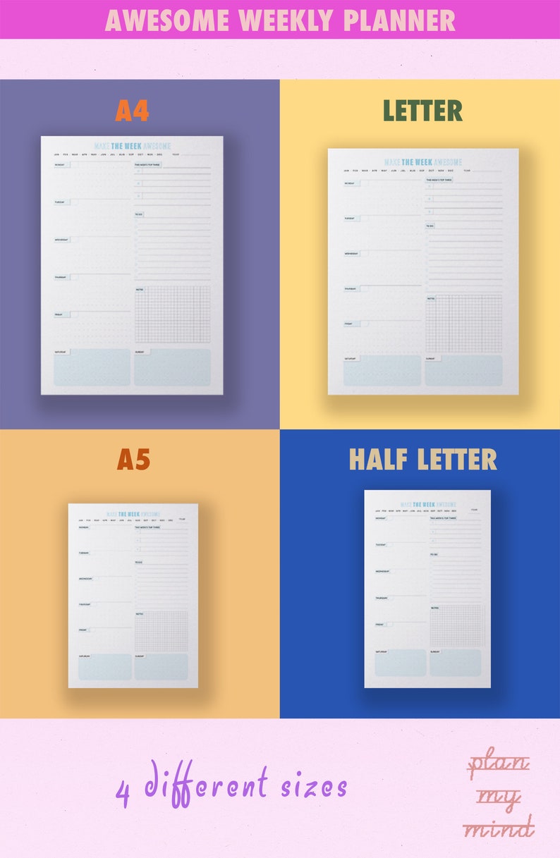 Weekly Planner Printable Blue, Weekly Printable Planner Template ...