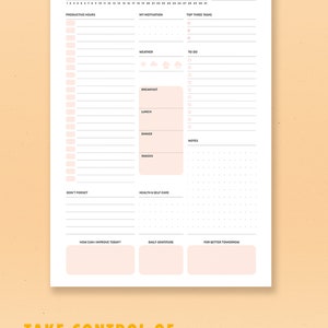 Daily Planner Printable Pink, Daily Printable Planner Template ...