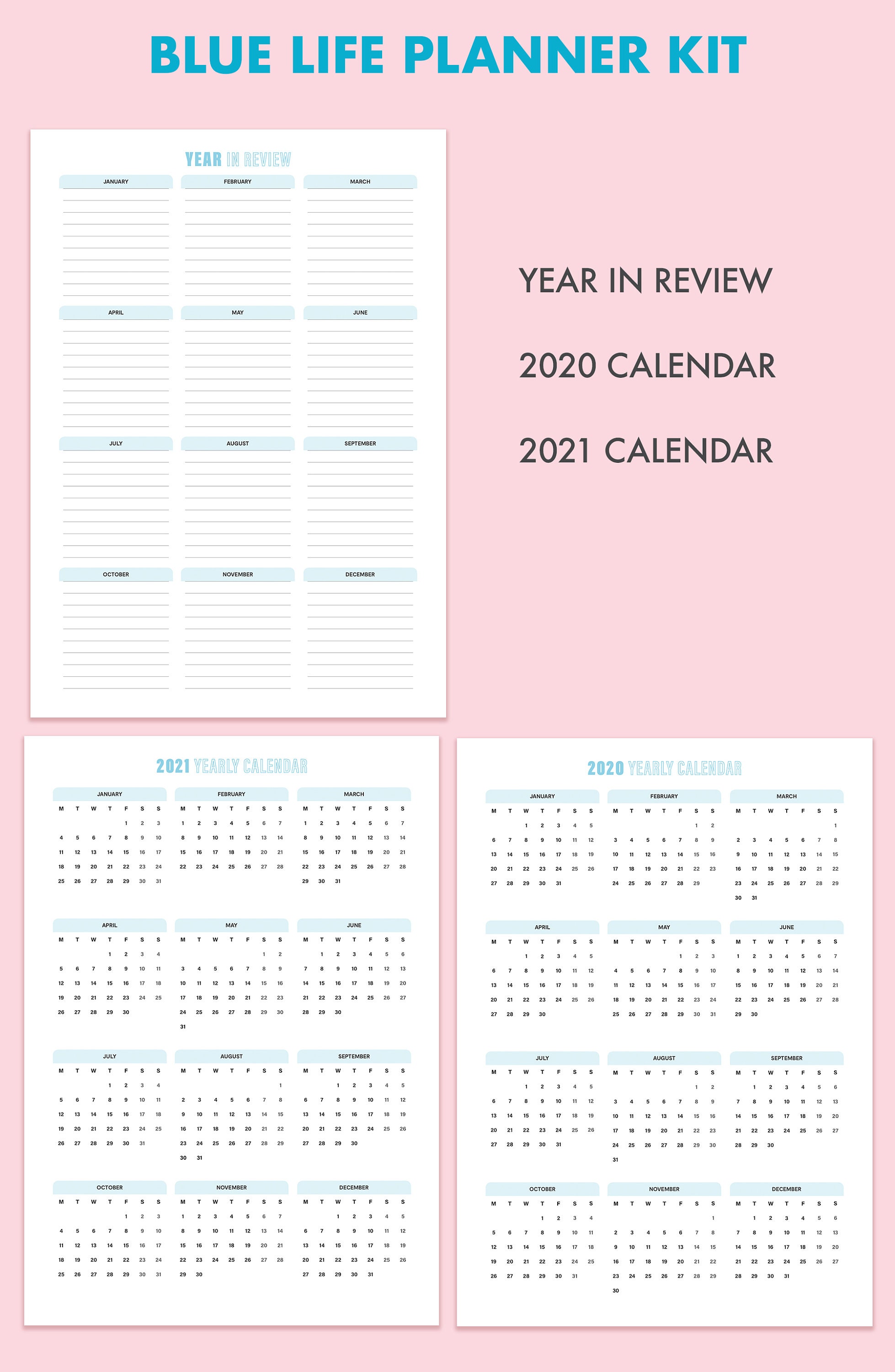 Downloadable Planner Kit Blue, Planner Printable Template, Printable ...