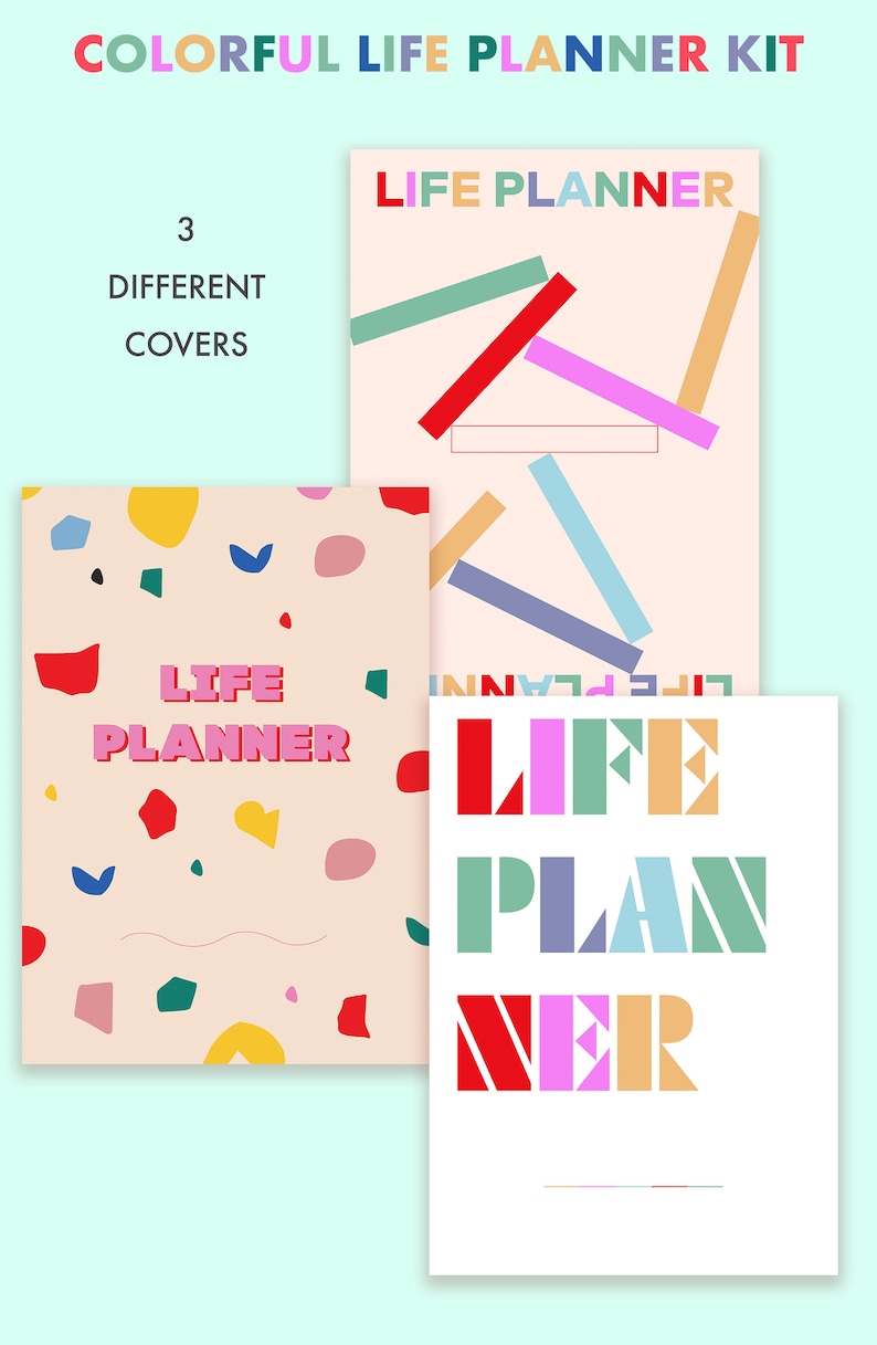 Downloadable Planner Kit Colorful, Planner Printable Template ...