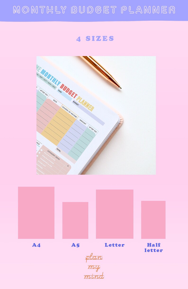 Printable Budget Planner Colorful Monthly Budget Planner | Etsy Canada
