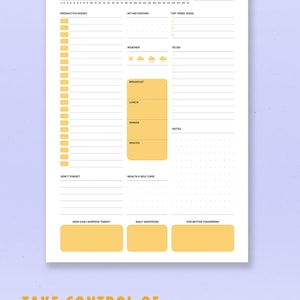 Daily Planner Printable Yellow, Daily Printable Planner Template ...