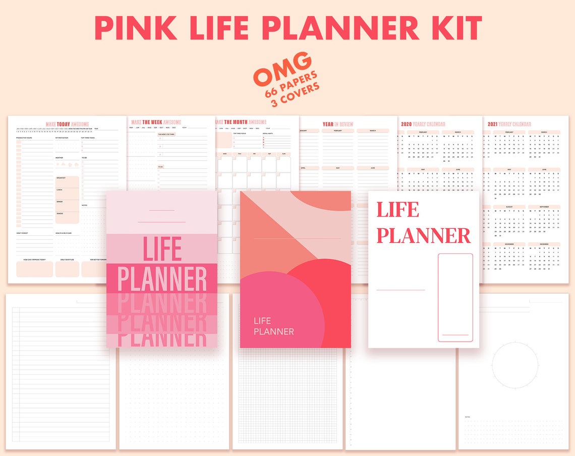 Downloadable Planner Kit Pink, Planner Printable Template, Printable ...