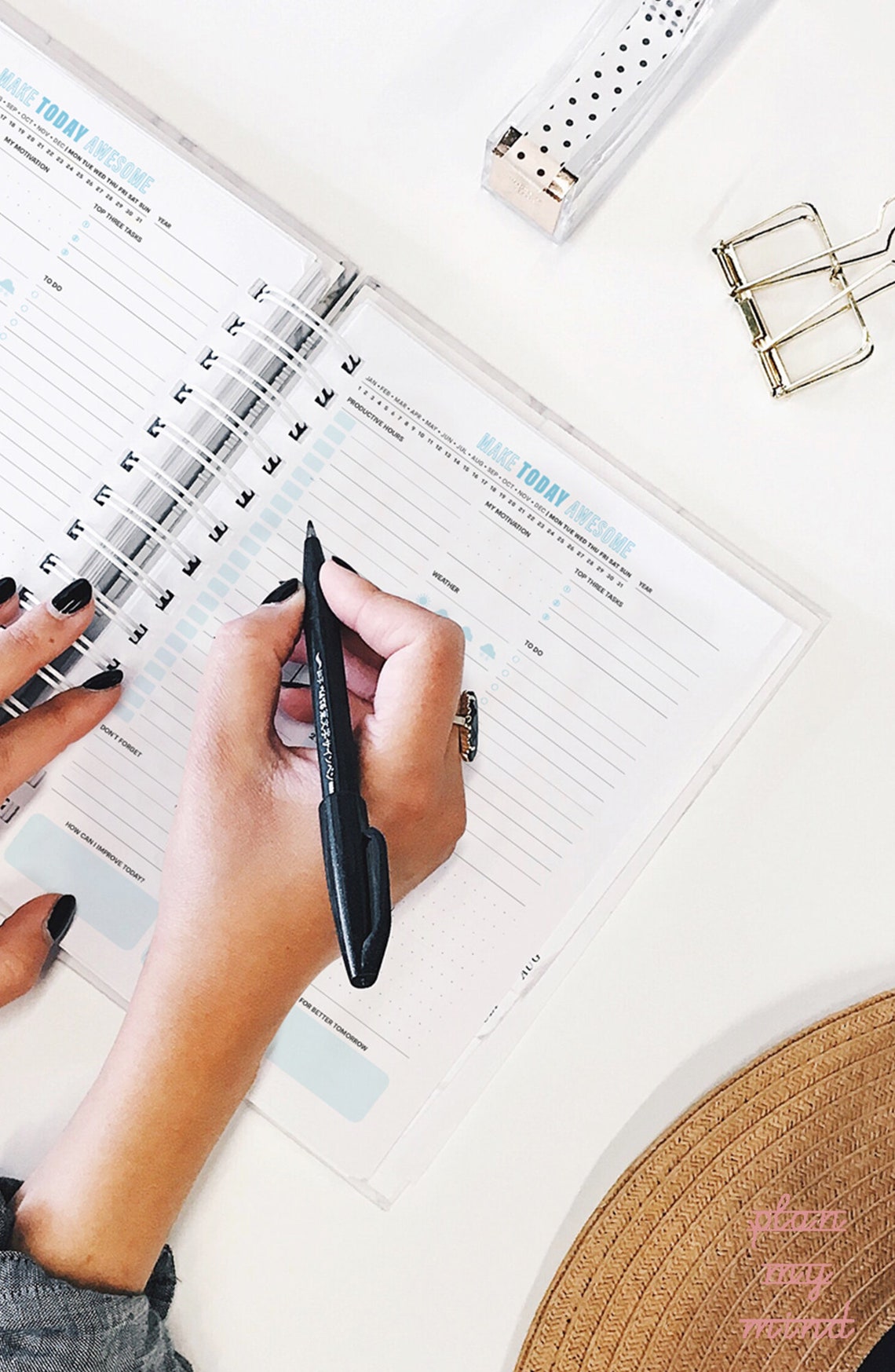 Daily Planner Printable Blue, Daily Printable Planner Template ...