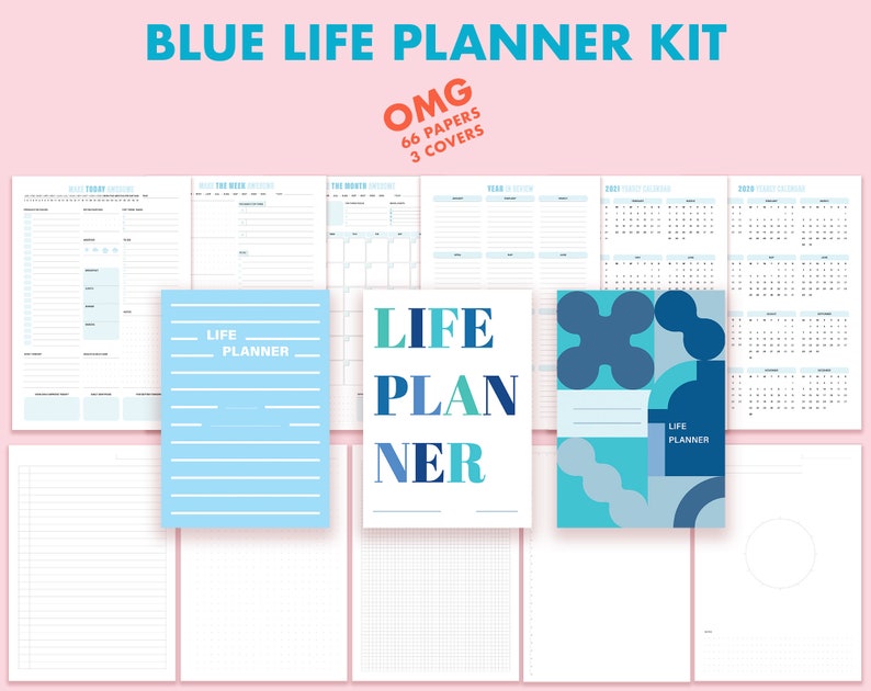 Downloadable Planner Kit Blue, Planner Printable Template, Printable ...