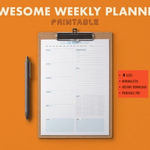 Weekly Planner Printable Blue, Weekly Printable Planner Template ...