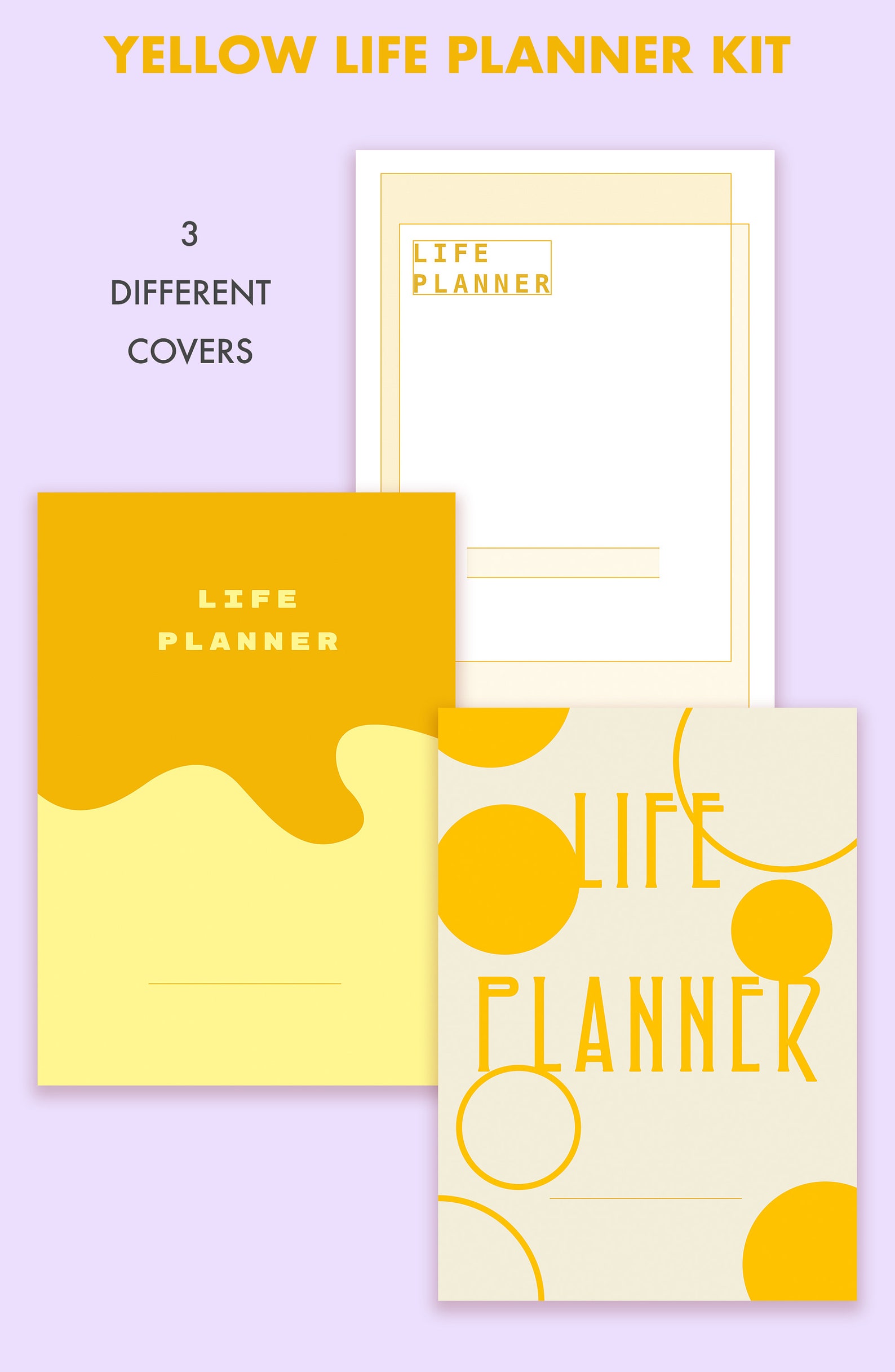 Downloadable Planner Kit Yellow, Planner Printable Template, Printable ...
