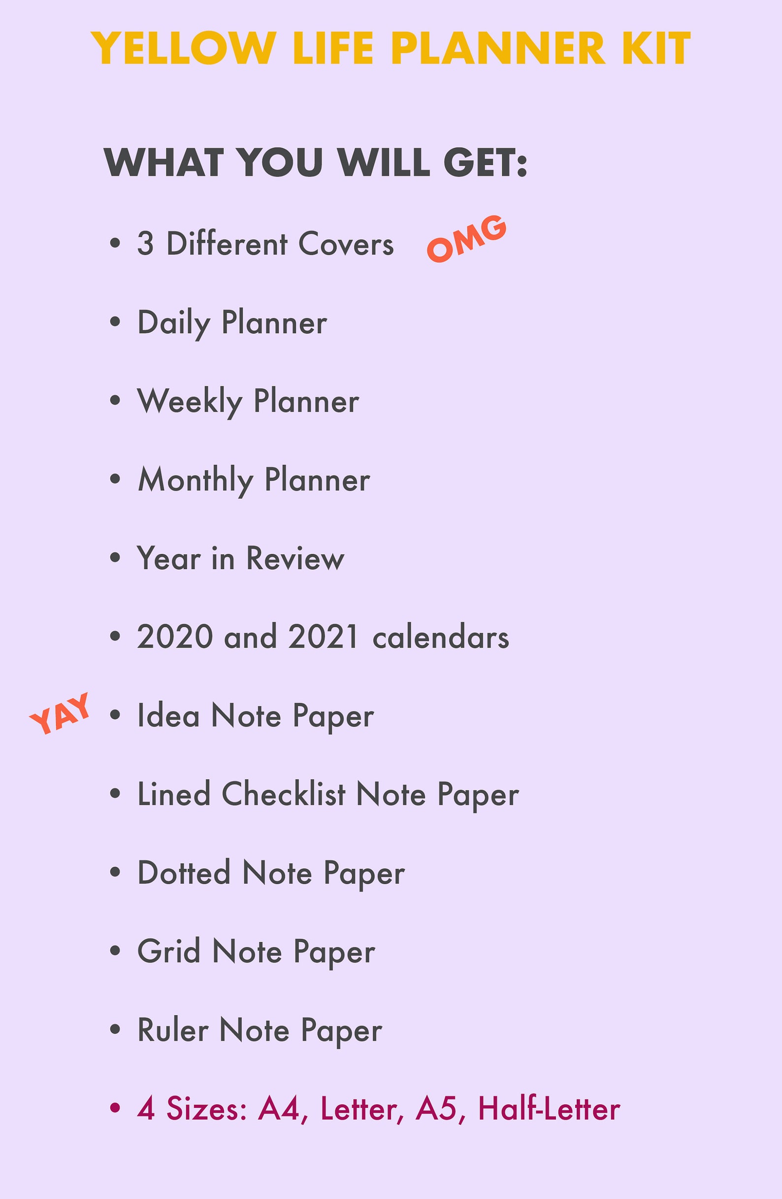 Downloadable Planner Kit Yellow, Planner Printable Template, Printable ...