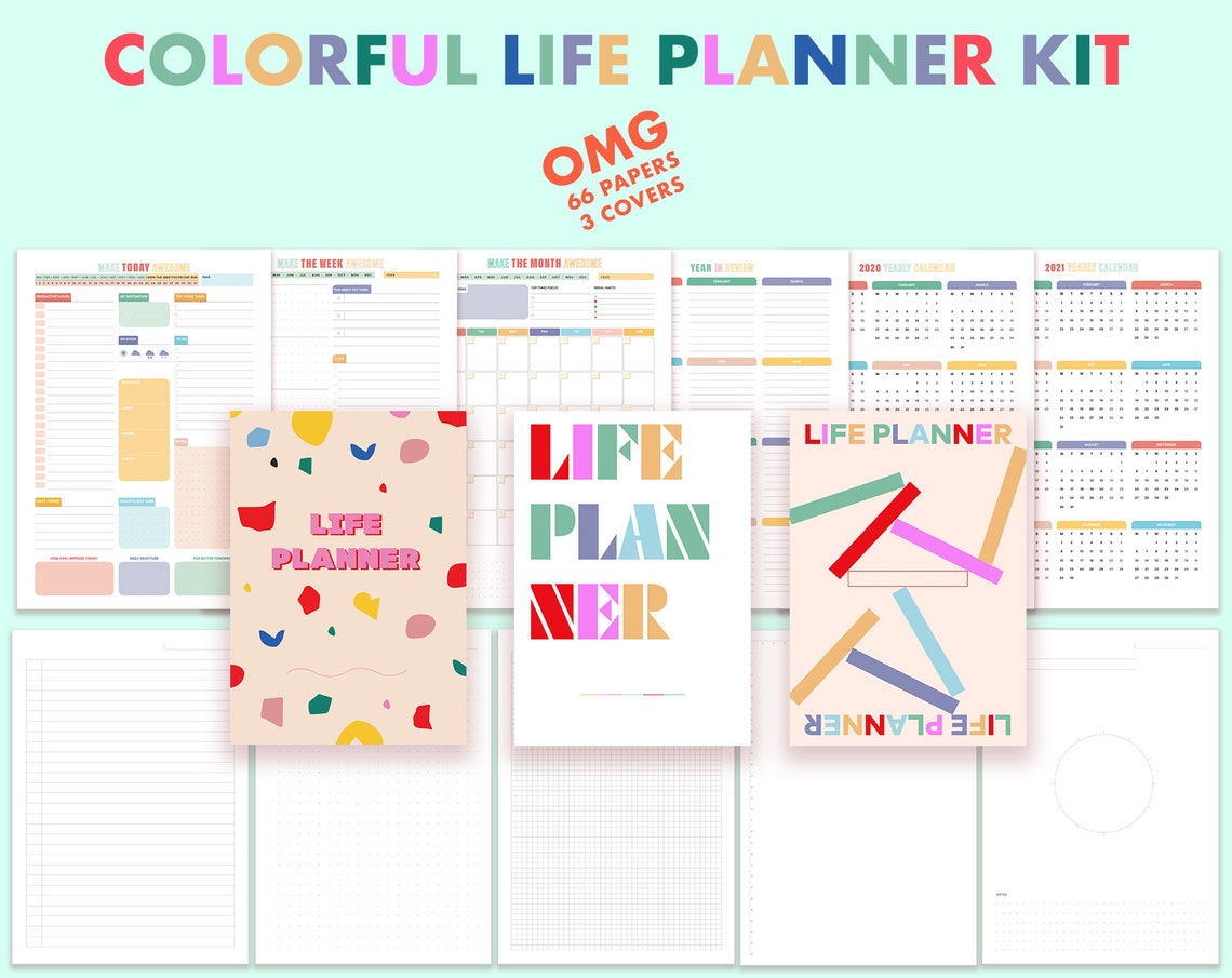 Downloadable Planner Kit Colorful, Planner Printable Template ...
