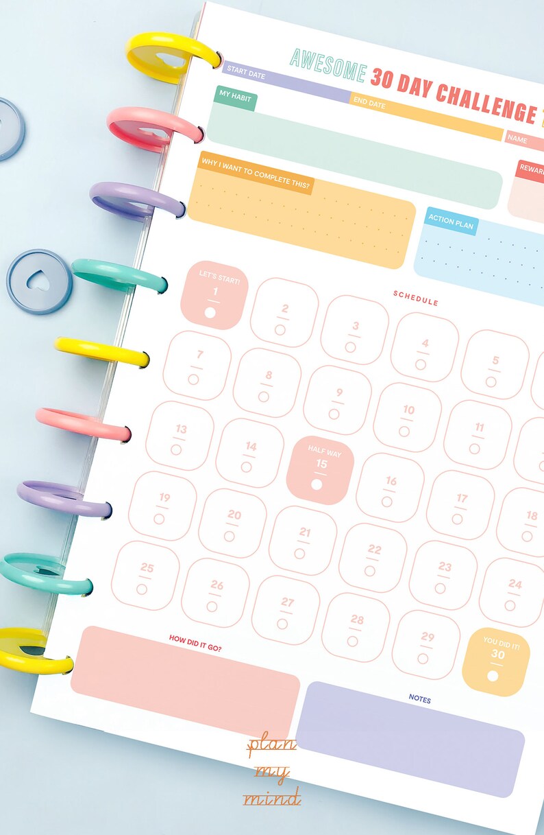 30 Day Habit Tracker Printable Habit Tracker Spreadsheet - Etsy