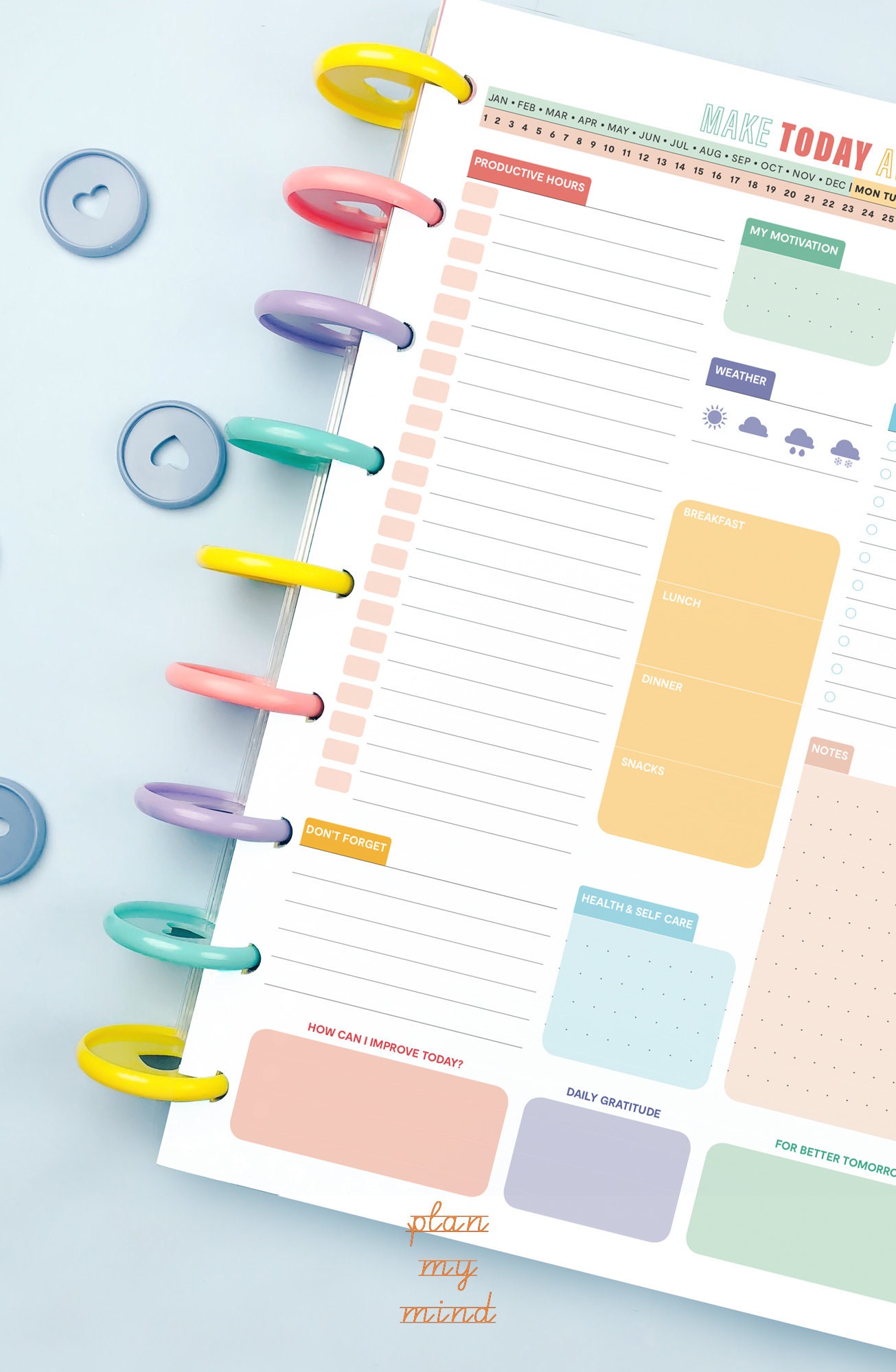 Daily Planner Printable Colorful Daily Printable Planner | Etsy