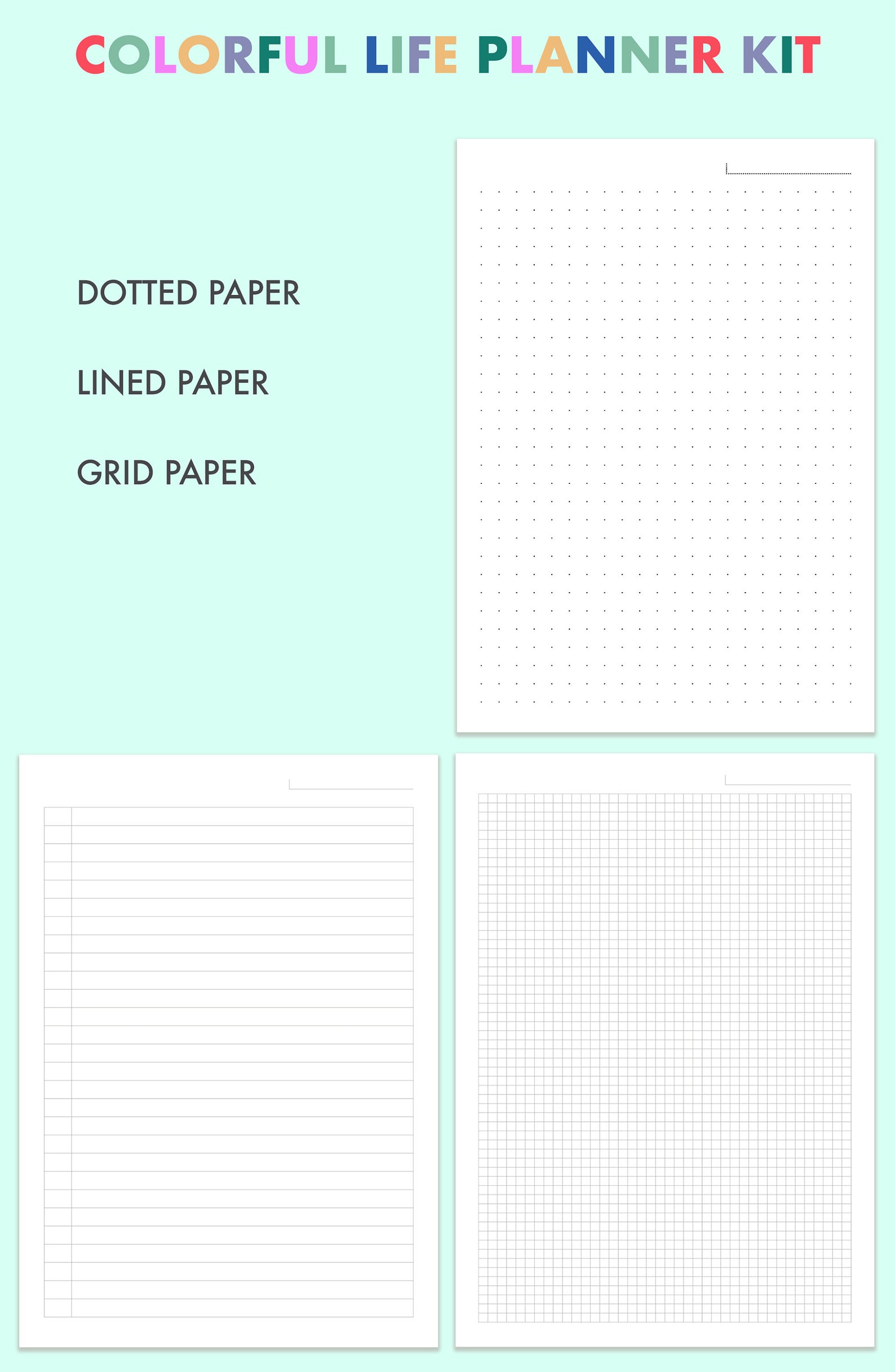 Downloadable Planner Kit Colorful, Planner Printable Template ...