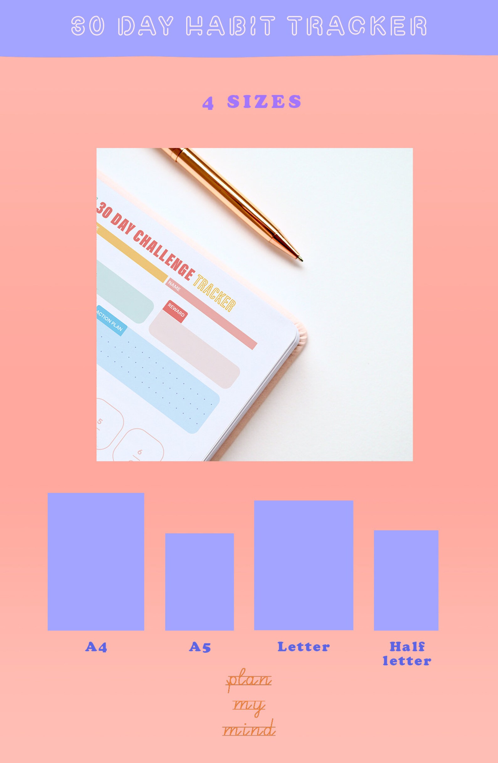 30 Day Habit Tracker Printable Habit Tracker Spreadsheet | Etsy