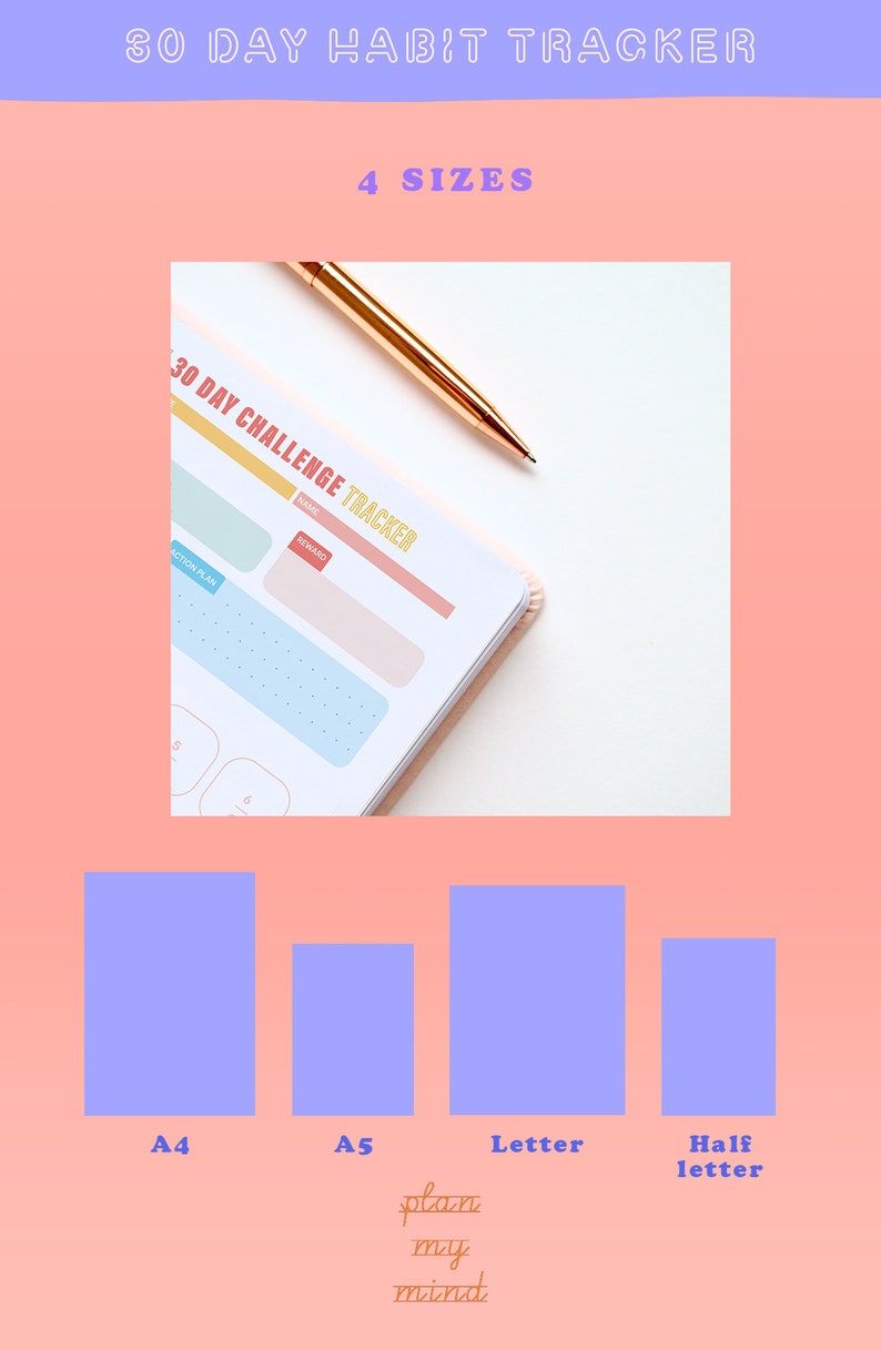 30 Day Habit Tracker Printable, Habit Tracker Spreadsheet, Passion ...