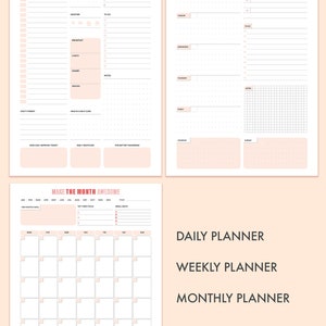 Downloadable Planner Kit Pink, Planner Printable Template, Printable ...