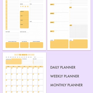 Downloadable Planner Kit Yellow, Planner Printable Template, Printable ...