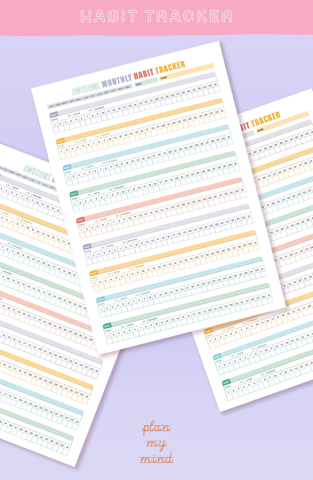 Multi Habit Tracker Printable Monthly Habit Tracker Habit - Etsy
