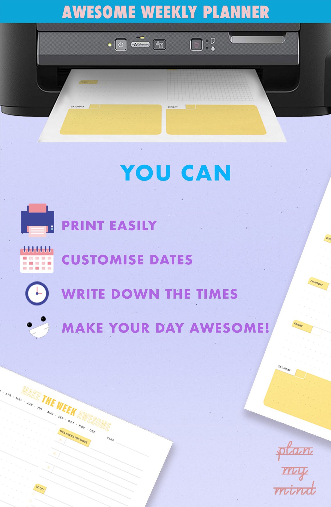 Weekly Planner Printable Yellow Weekly Printable Planner - Etsy